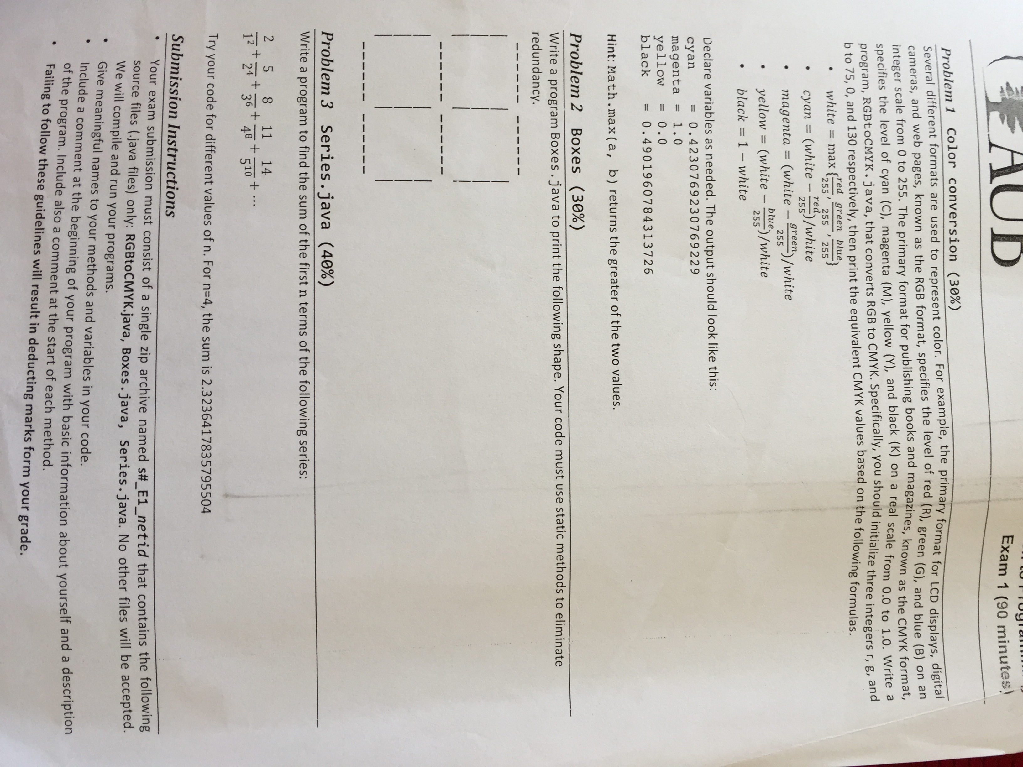 CMPS 200 - Introduction to Programming - Exam 1 - Spring 2015/2016 ...